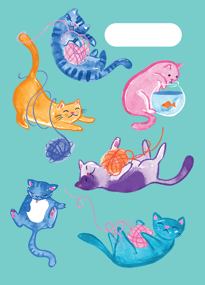 Spencil A4 Bookcover - Crazy Cats 2 | Book Cover A4 Exercise Book Size ...