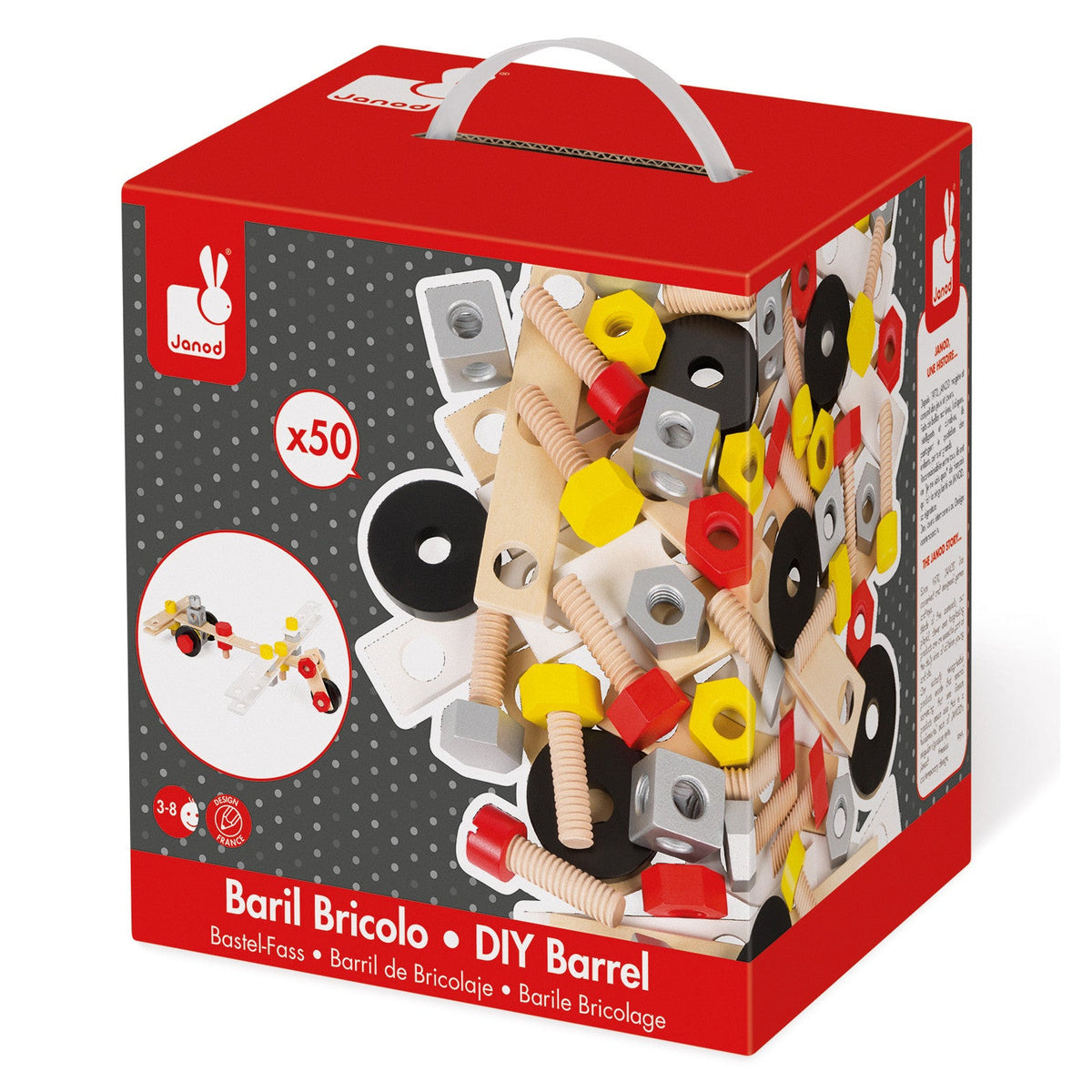 {Seconds} Janod Baril Bricolo DIY Barrel 50 Piece Building Set | STEAM Kids